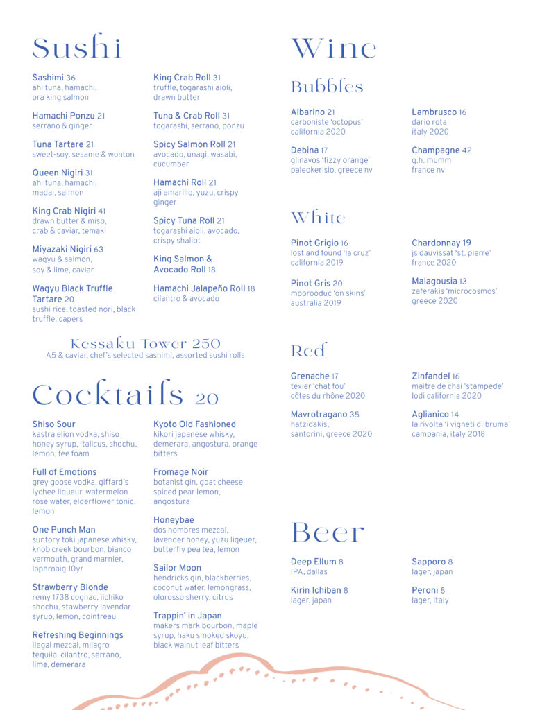 Menu - Kessaku Restaurants