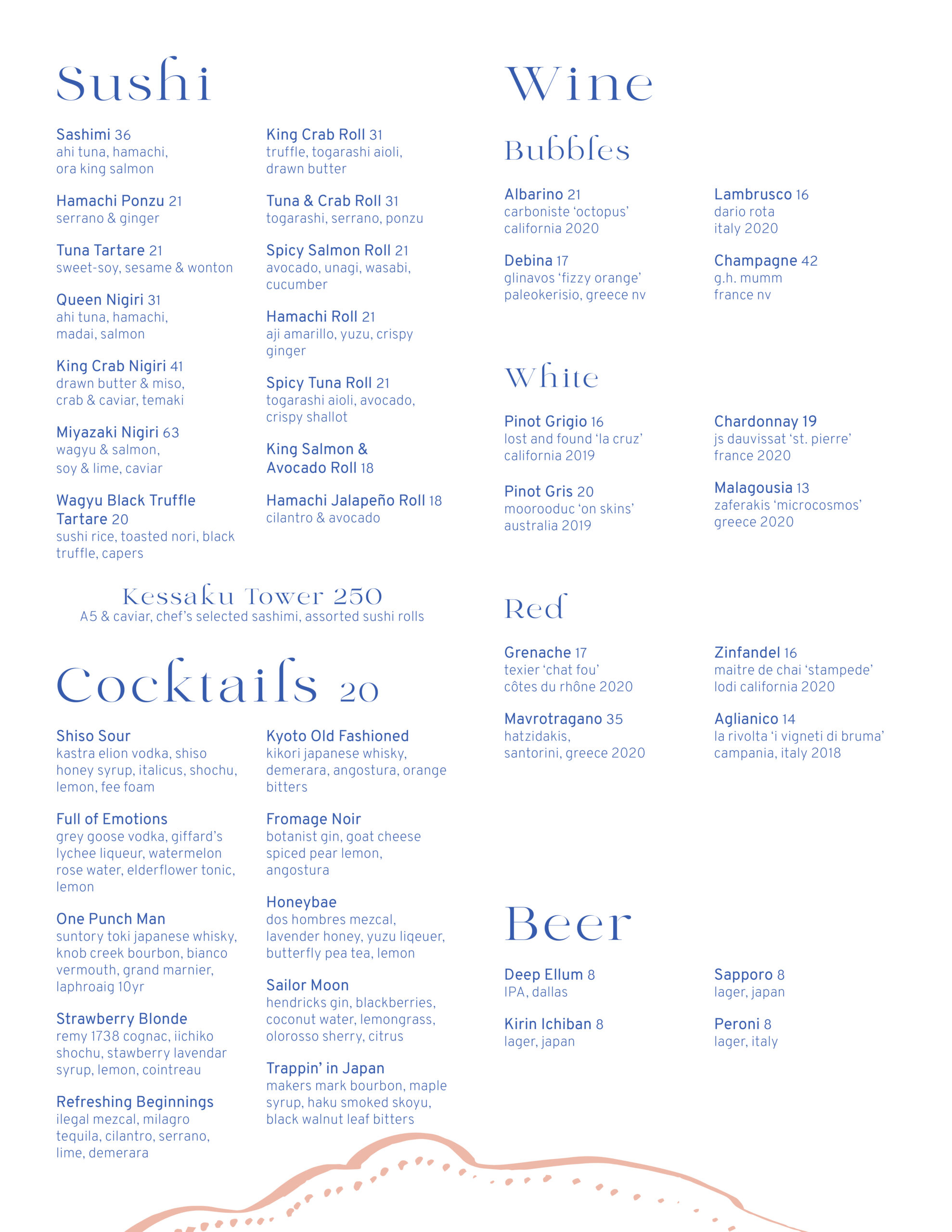 Menu - Kessaku Restaurants